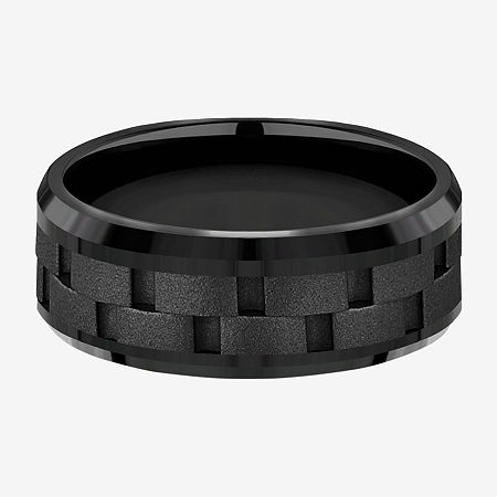 Click here for Mens Comfort Fit 8mm Black Titanium Link Inlay Wed... prices