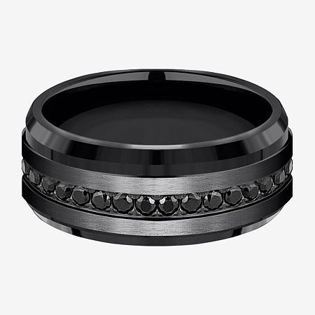 Click here for Mens Comfort Fit 9mm Black Titanium and Cubic Zirc... prices