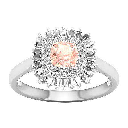Click here for Womens Genuine Pink Morganite Sterling Silver Halo... prices