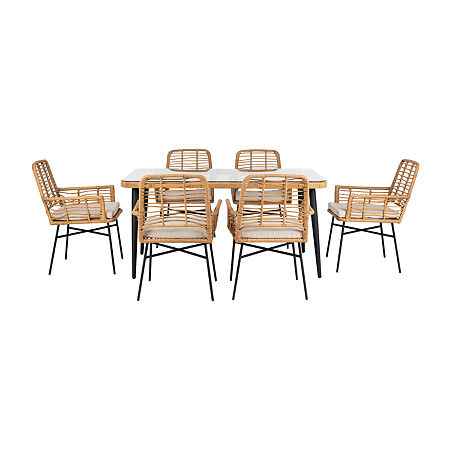 Click here for Beson 7-pc. Cushioned Rectangular Dining Set  One... prices