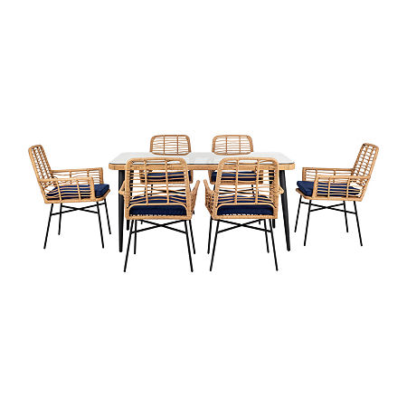 Click here for Beson 7-pc. Cushioned Rectangular Dining Set  One... prices