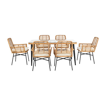 Click here for Beson 7-pc. Cushioned Rectangular Dining Set  One... prices