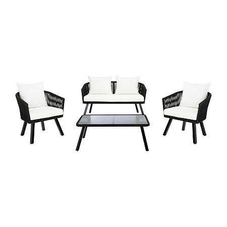 Click here for Belmi 4PC Rope Living Set - Black/beige prices
