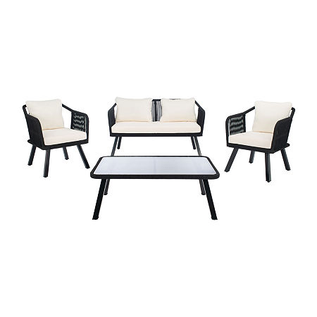 Click here for Torsla 4PC Rope Living Set - Black/beige prices