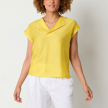 Click here for Worthington Womens V Neck Short Sleeve Blouse  Lar... prices