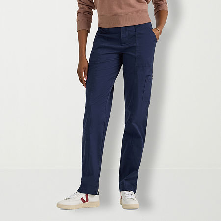 Lee Ultra Lux Womens Stretch Fabric Straight Mid Rise Straight Fit Cargo Pant  16  Blue