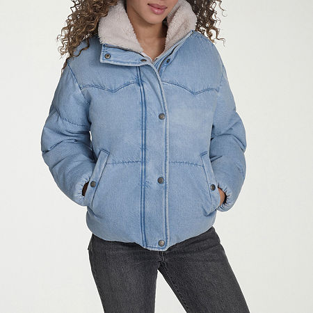 Levis Womens Denim Midweight Puffer Jacket  Medium  Blue