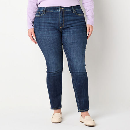Click here for St. Johns Bay Plus Womens Mid Rise Skinny Fit Jean... prices