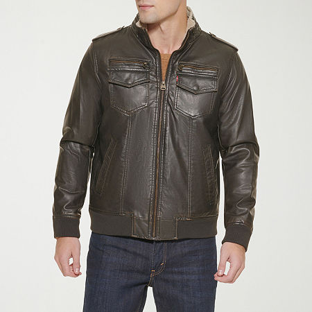 Levis Mens Faux Leather Midweight Jacket  X-large  Brown