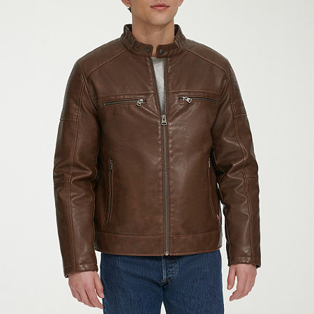Levis Mens Faux Leather Midweight Jacket  Large  Brown