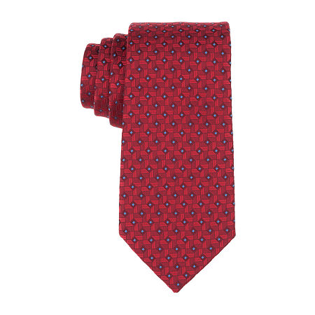 Click here for Stafford Extra Long Geometric Tie  One Size  Red prices