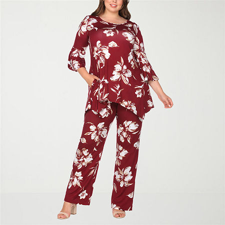 Click here for White Mark Plus Size Floral Tunic Top Wide-Leg Pan... prices