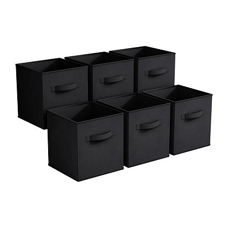 Sorbus 6 Pack 11 Inch Foldable Storage Cubes with Handles- for Organizing Home  Shelves  Nursery  Playroom  Closet and More - Black