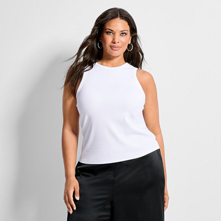 Click here for Ashley Graham Womens Plus High Neck Rib Tank  2x... prices