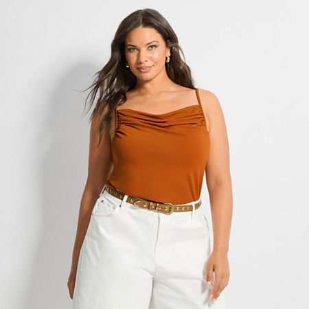 Click here for Ashley Graham Womens Plus Shirred Crepe Tank  1x... prices