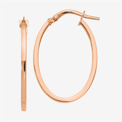 Made in Italy 10K Rose Gold 26.7mm Oval Hoop Earrings - JCPenney