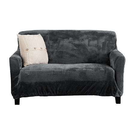 Click here for Linery Stretch Velvet-Plush Loveseat Slipcover  On... prices
