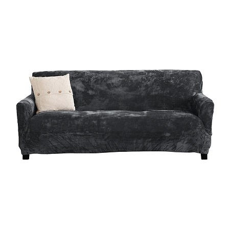 Click here for Linery Stretch Velvet-Plush Sofa Slipcover  One Si... prices
