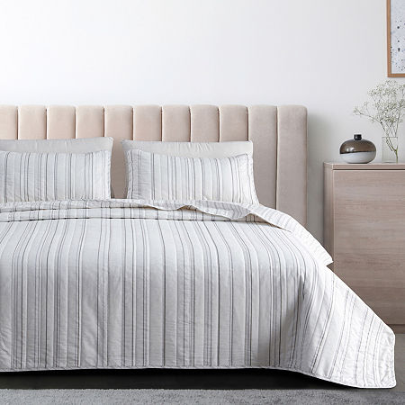 Click here for Linery Delicate Stripes Reversible Quilt Set  One... prices