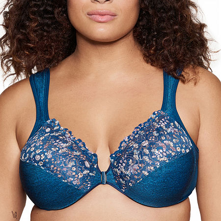 Womens Full Figure Plus Size Wonderwire Front Close Bra 1245 - Dark Denim