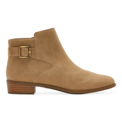 St. John's Bay Womens Ryder Stacked Heel Booties, Color: Sand - JCPenney