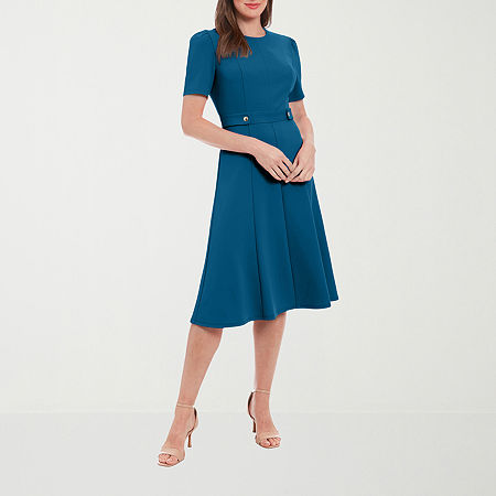 Click here for London Times Petite Fit & Flare Scuba Crepe Midi D... prices