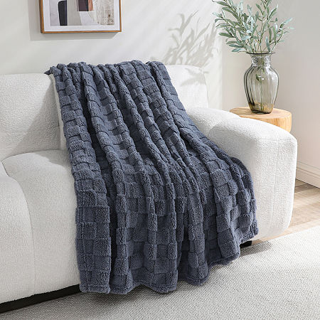Click here for Zane Plush Throw  One Size  Blue prices