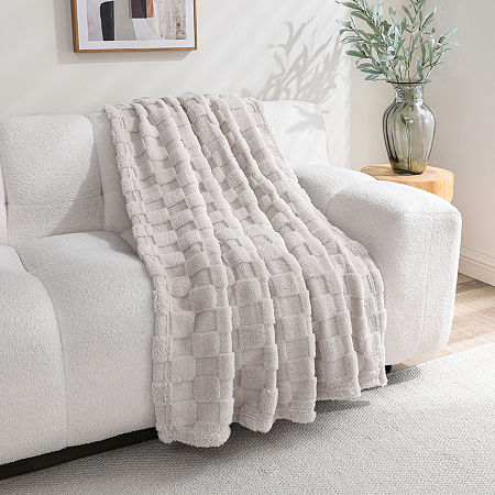 Click here for Zane Plush Throw  One Size  Beige prices