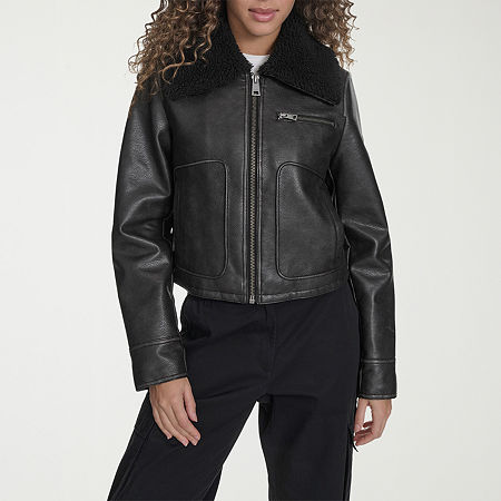 Levis Womens Faux Leather Midweight Jacket  Medium  Black