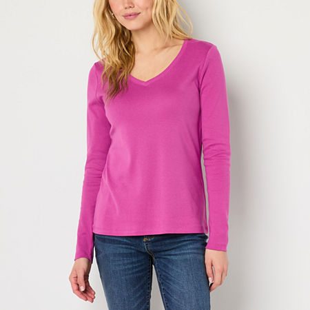 Click here for St. Johns Bay Womens V Neck Long Sleeve T-Shirt  M... prices