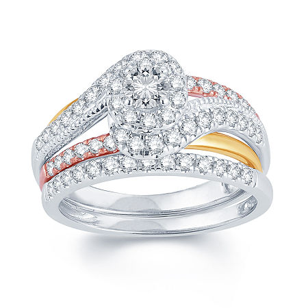 Click here for 1 CT.T.W. Natural Diamond 14K Tri-Color Gold Engag... prices