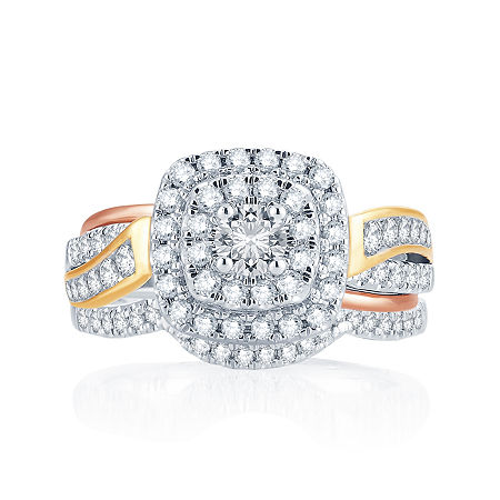 Click here for 1 CT.T.W. Natural Diamond 14K Tri-Color Gold Engag... prices