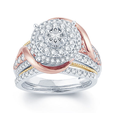 Click here for 1 1/2 CT.T.W. Natural Diamond 14K Tri-Color Gold E... prices