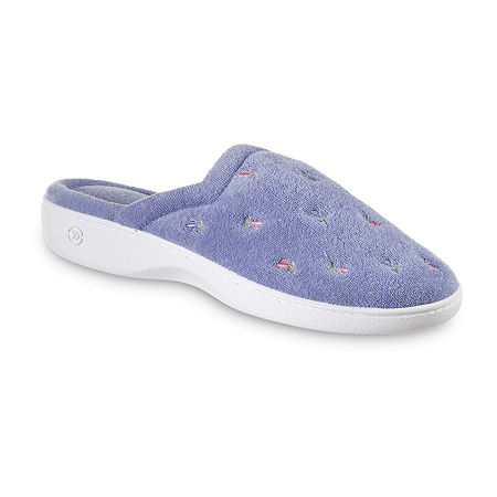 Isotoner Signature Womens Secret Sole Embroidered Clog Slippers - Periwinkle