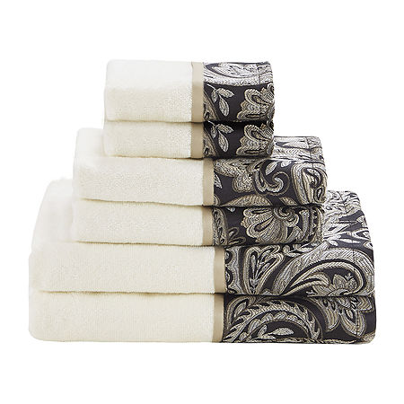 Madison Park Aubrey 6-Pc Jacquard Bath Towel Set - Black
