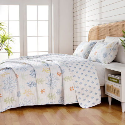 Linery Pastel Coral Pattern Reversible Quilt Set EC700804, Color ...