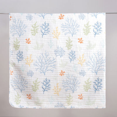 Linery Pastel Coral Pattern Reversible Quilt Set EC700804, Color ...