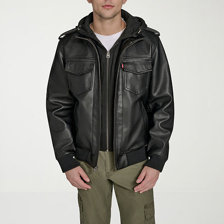 Click here for Levis Mens Faux Leather Hooded Midweight Jacket  M... prices