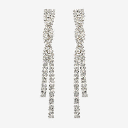 Click here for Bijoux Bar Silver Tone Womens Glass Drop Earrings... prices
