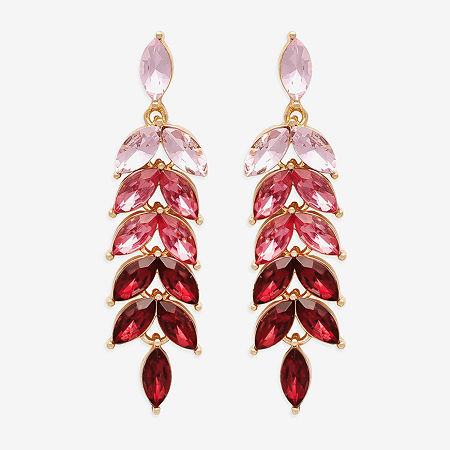 Click here for Bijoux Bar Gold Tone Womens Red Glass Drop Earring... prices