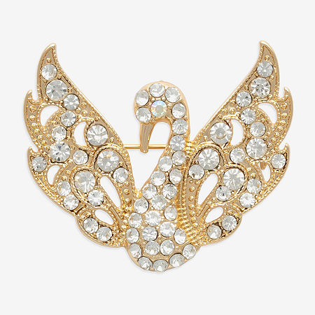 Click here for Bijoux Bar Gold Tone Swan Glass Brooch  One Size... prices