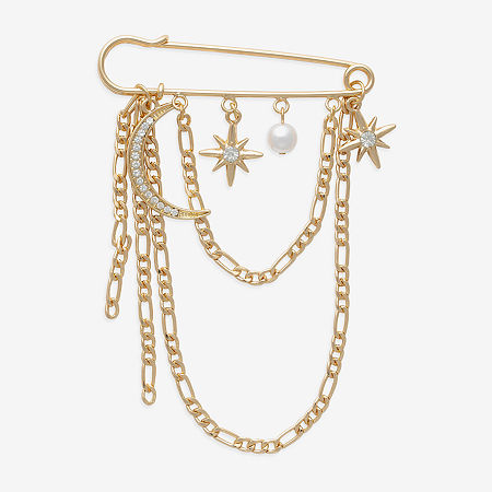 Click here for Bijoux Bar Gold Tone Glass Pin  One Size  Yellow prices