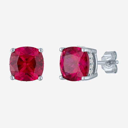 Click here for Lab Created Red Ruby Sterling Silver 7mm Cushion S... prices