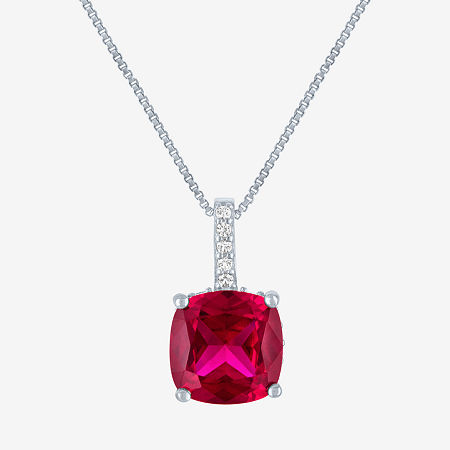 Click here for Womens Lab Created Red Ruby Sterling Silver Cushio... prices