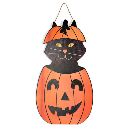 Click here for Layerings Cat Pumpkin Halloween Porch Sign  One Si... prices