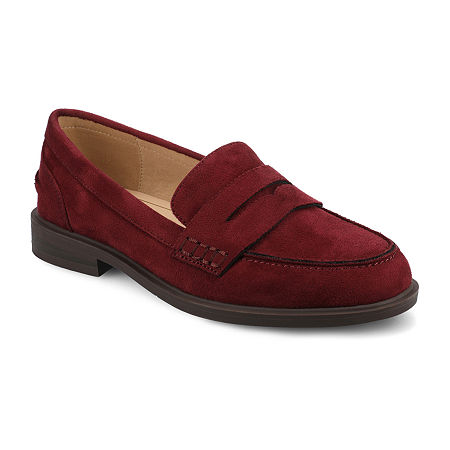 Journee Collection Womens Brooks Block Heel Comfort Penny Loafers - Oxblood
