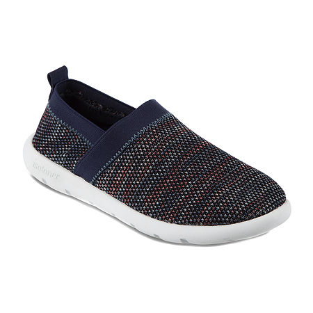 Zenz from Isotoner Womens Indoor/Outdoor Elastic Sport Knit Elastic Slip-Ons - Dark Blue