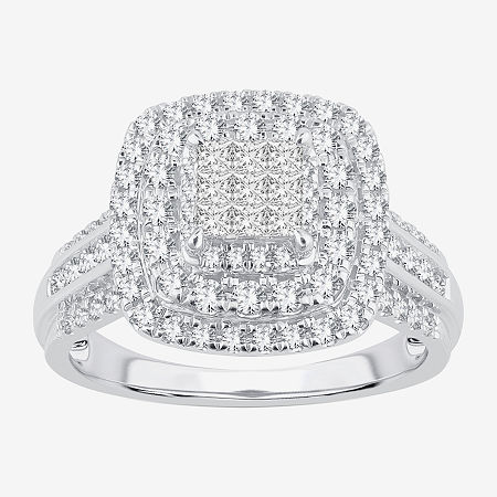 Click here for Womens 1 CT.T.W. Natural Diamond Cushion Halo Enga... prices