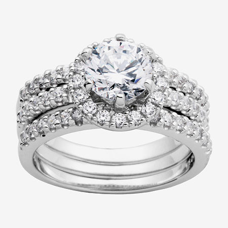 Click here for DiamonArt Cubic Zirconia Sterling Silver Bridal Ri... prices