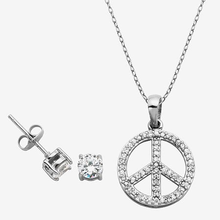 Click here for DiamonArt White Cubic Zirconia Sterling Silver 2-p... prices